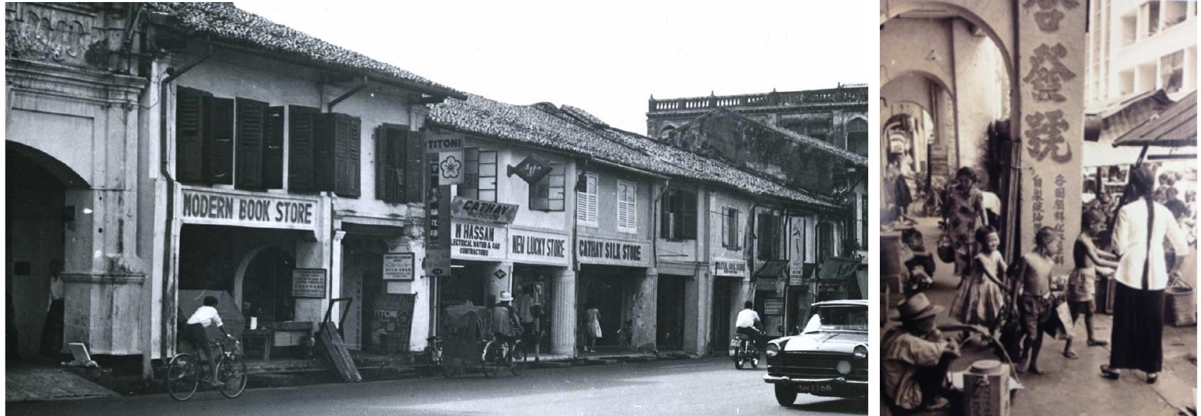 The shophouse typology (left) was the widespread form of