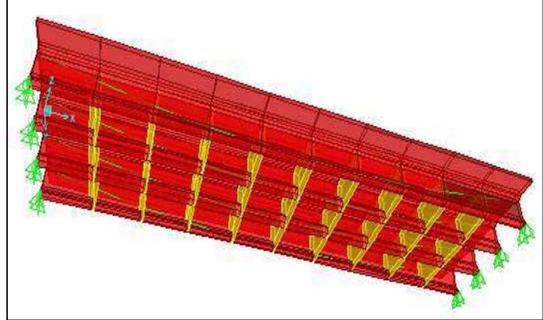Finite element model of t-beam girder static and dynamic