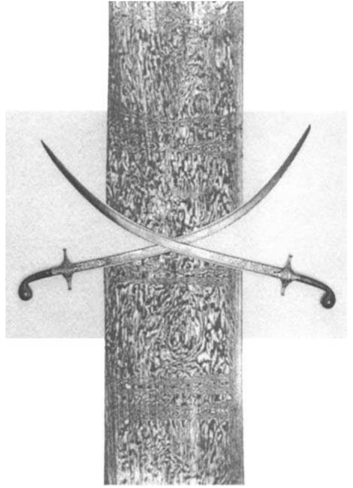 Two damascus swords and surface markings. by a complex