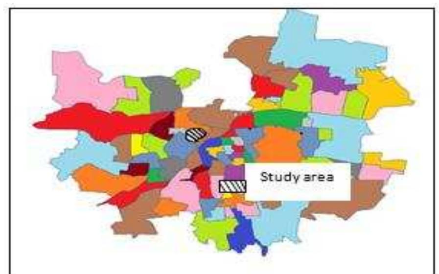 No. 1 map showing study area s. y. planning, town planning