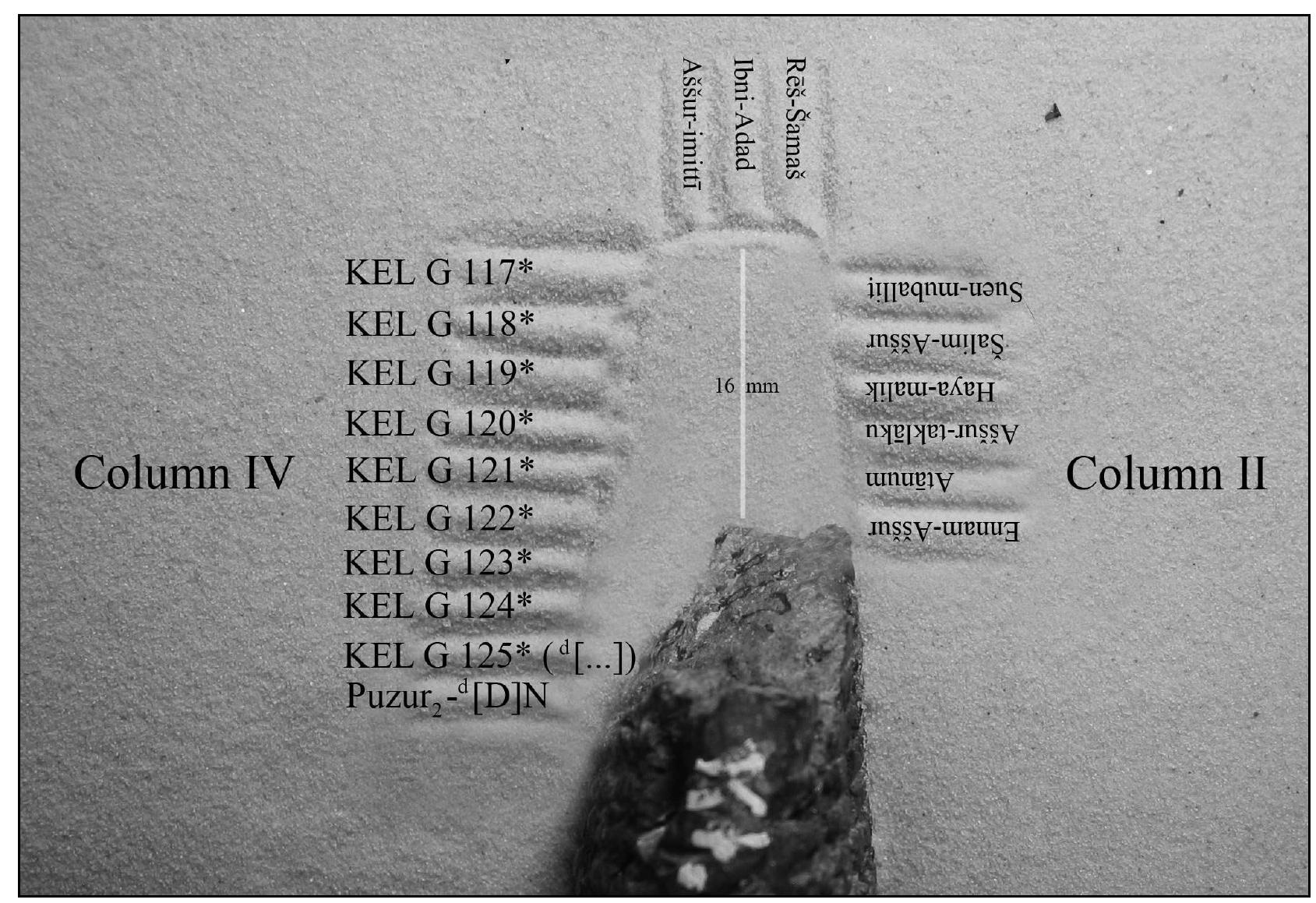 Kel g columns ii and iv as seen from the right edge, showing