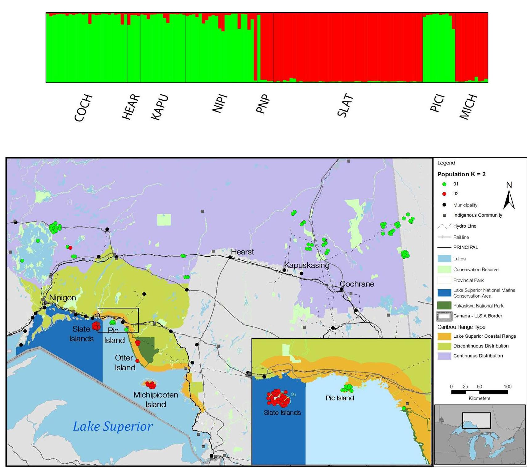 A) bar plots of the bayesian clustering analysis for unique