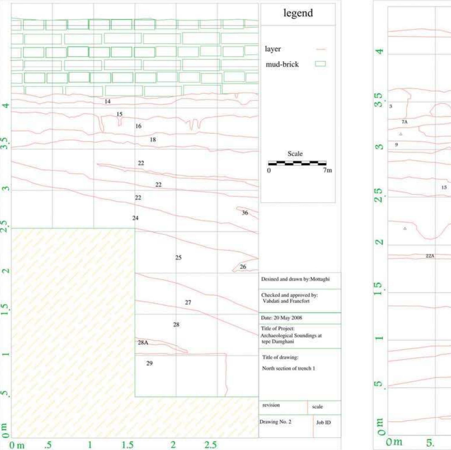 Map 3. section (right) and n section (left) of trench 1
