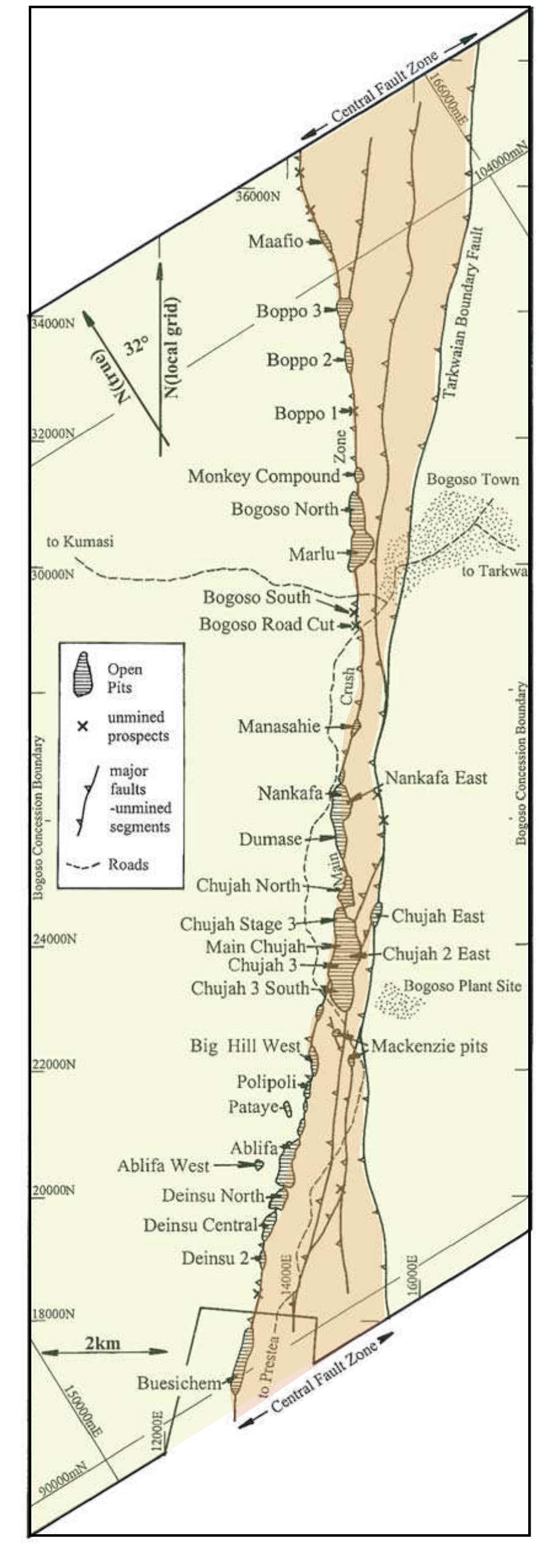 ‘ig. 4 map of the bogoso district illustrating the location