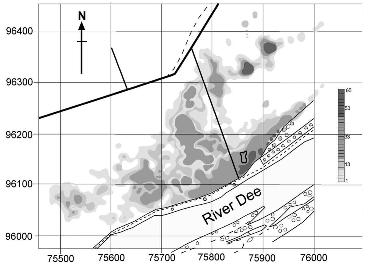 Illus 21 nethermills, lithic density around the excavation