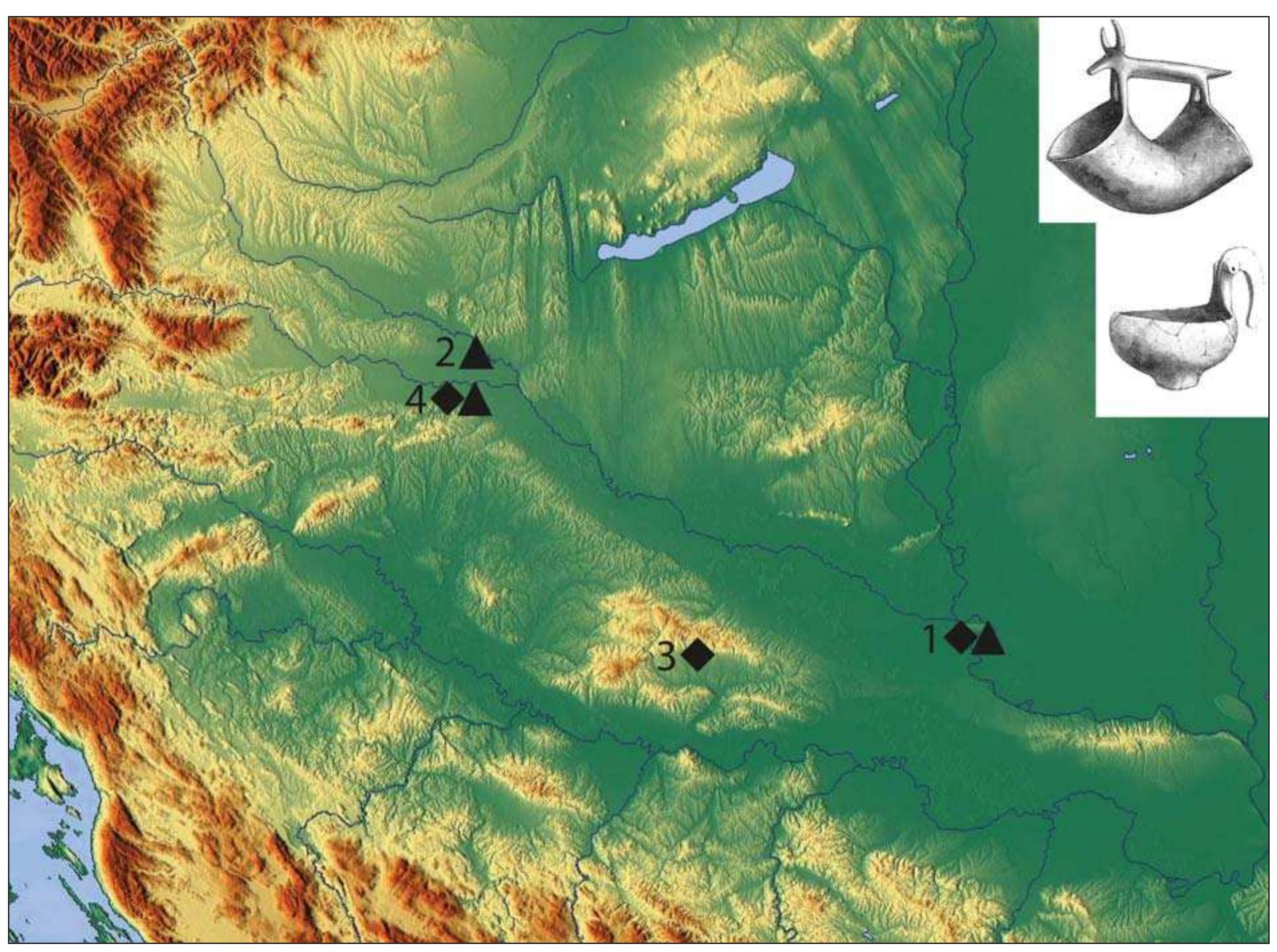 Distribution of clay ladles and rhyta with zoomorphic handle