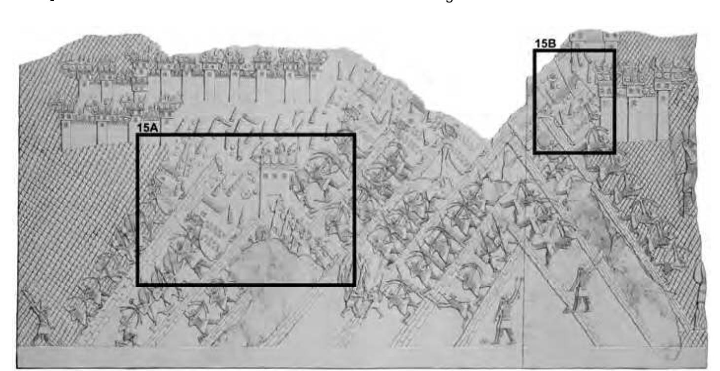 Siege of lachish. reign of sennacherib. slabs 6-8, room 36,
