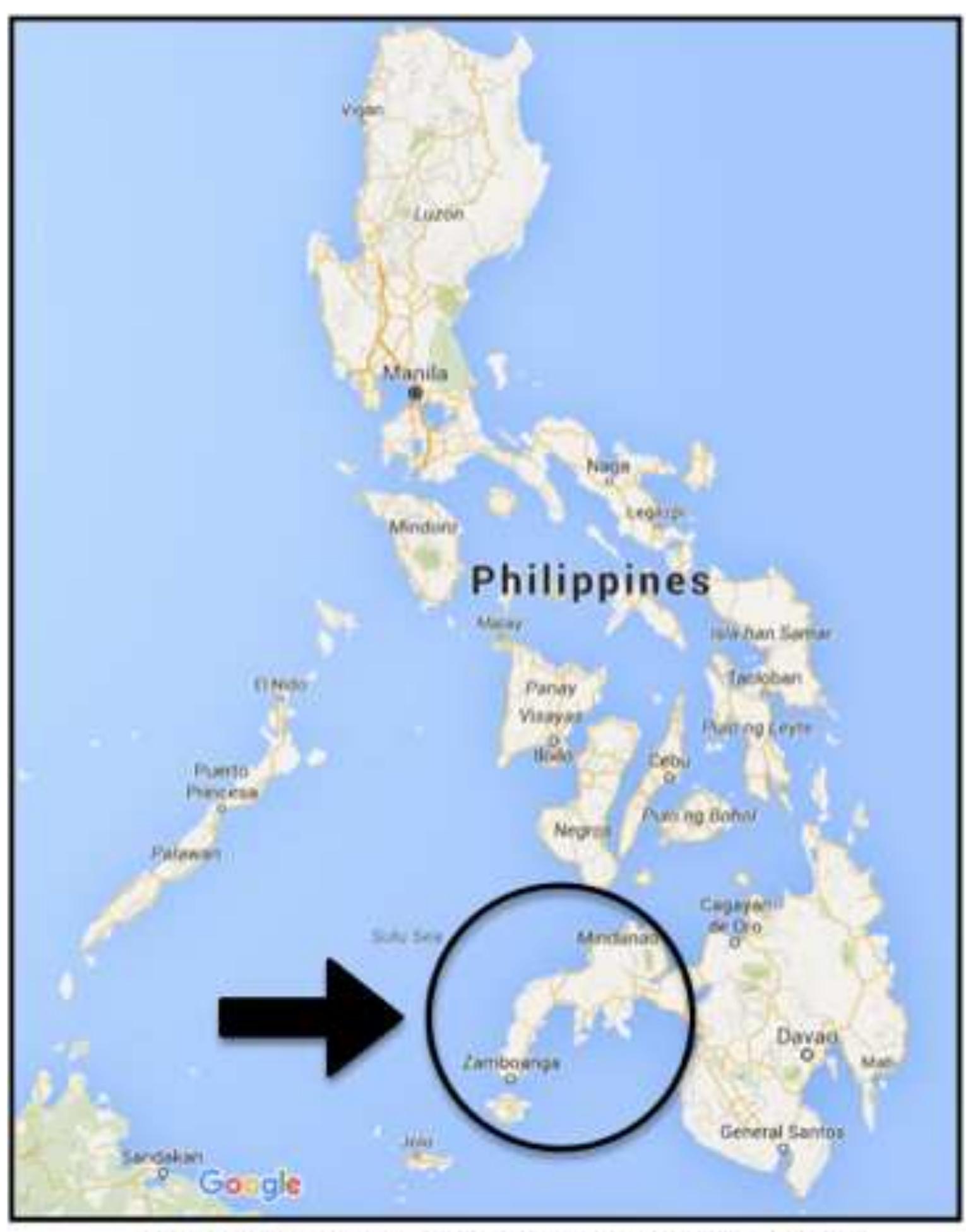 Zamboanga peninsula (google maps 2016) sulu sea, basilan