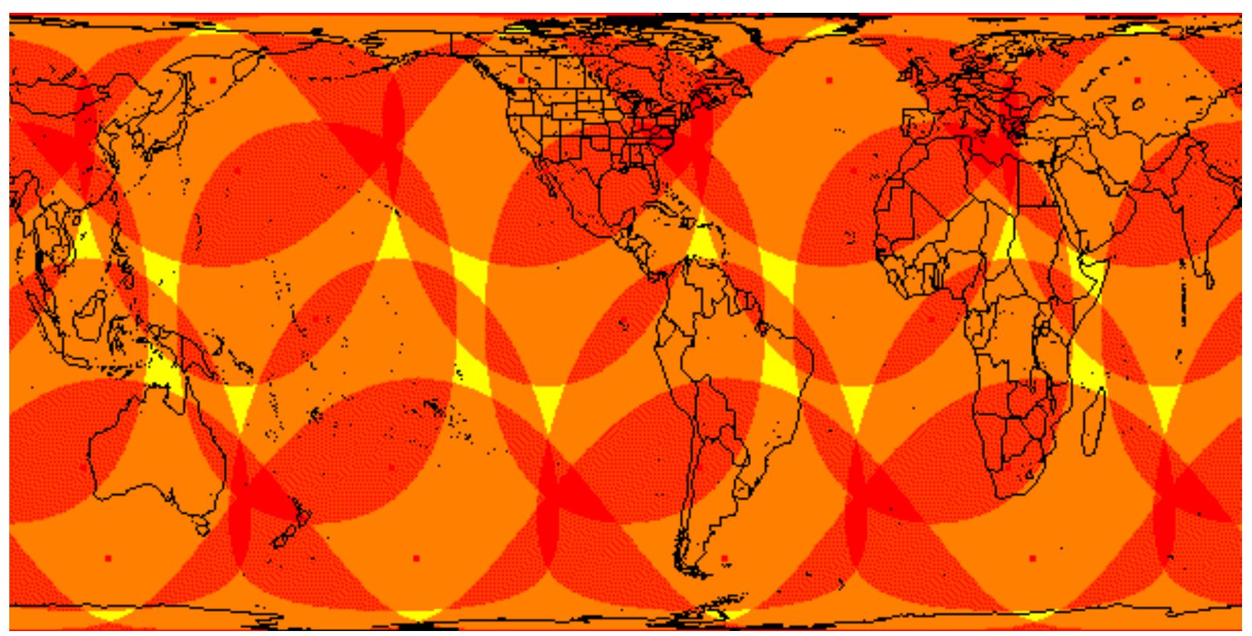 Cylindrical projection, using minimum elevation angle of 30°
