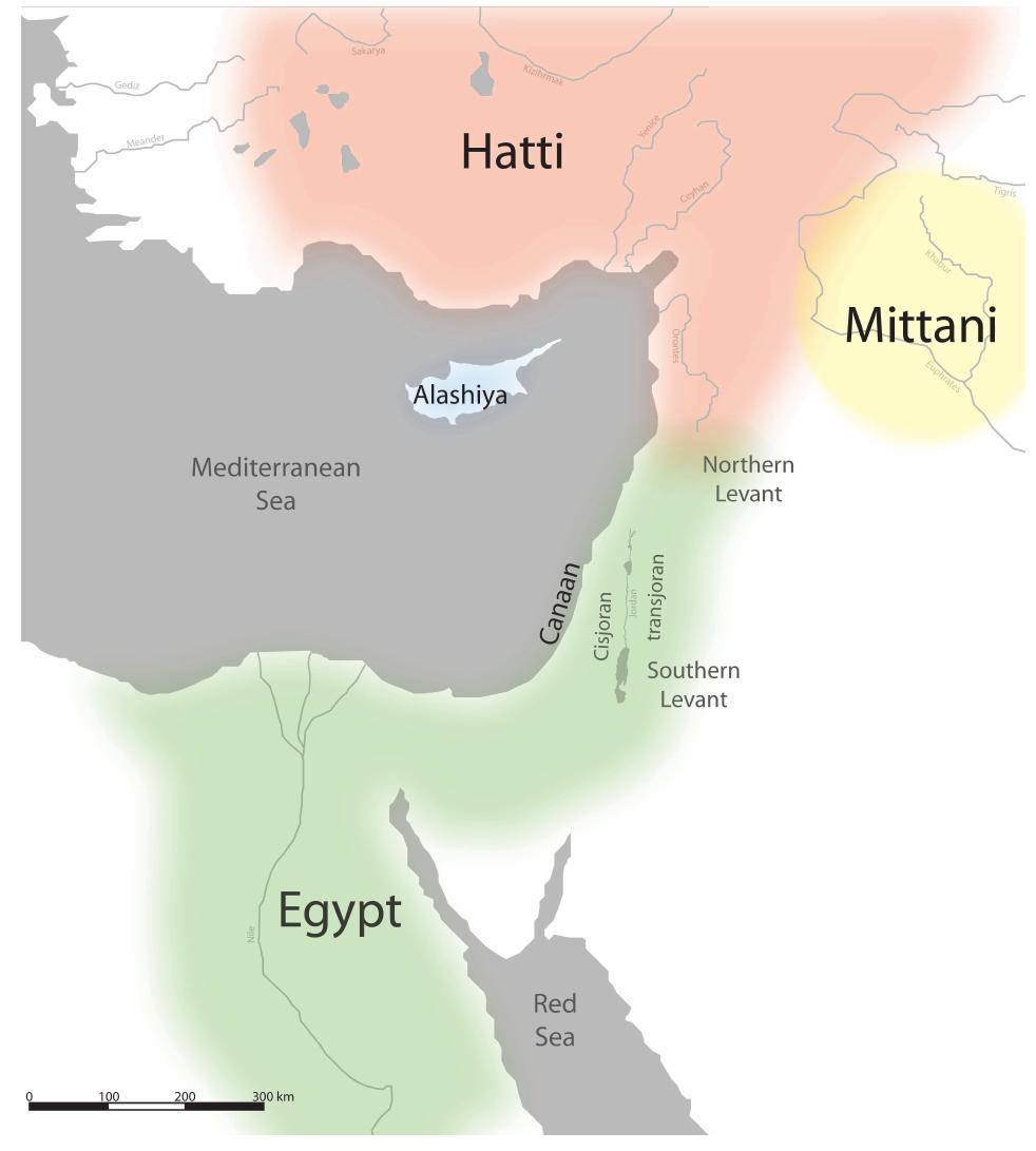 Map of the eastern mediterranean in the late bronze age (by