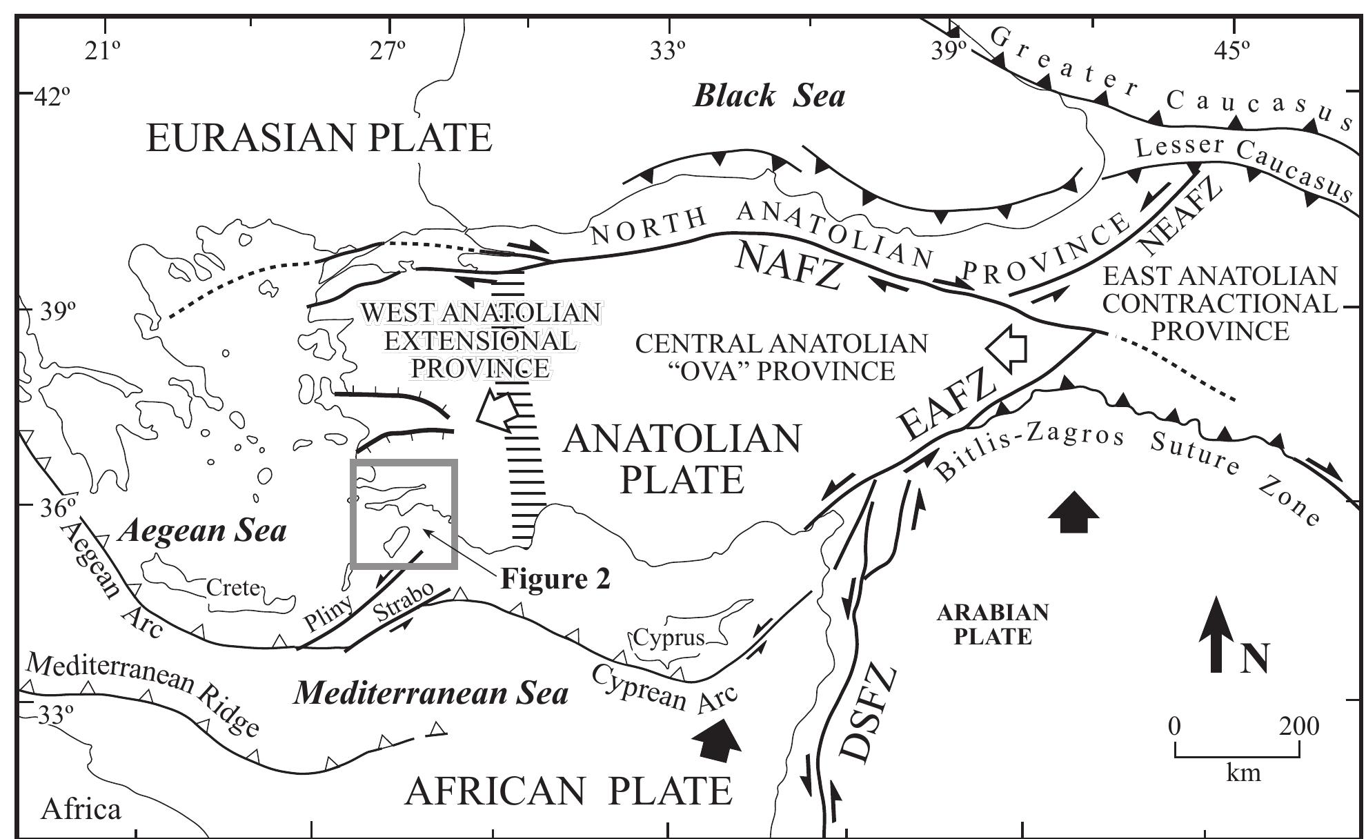 Simplified tectonic map of turkey showing major neotectonic