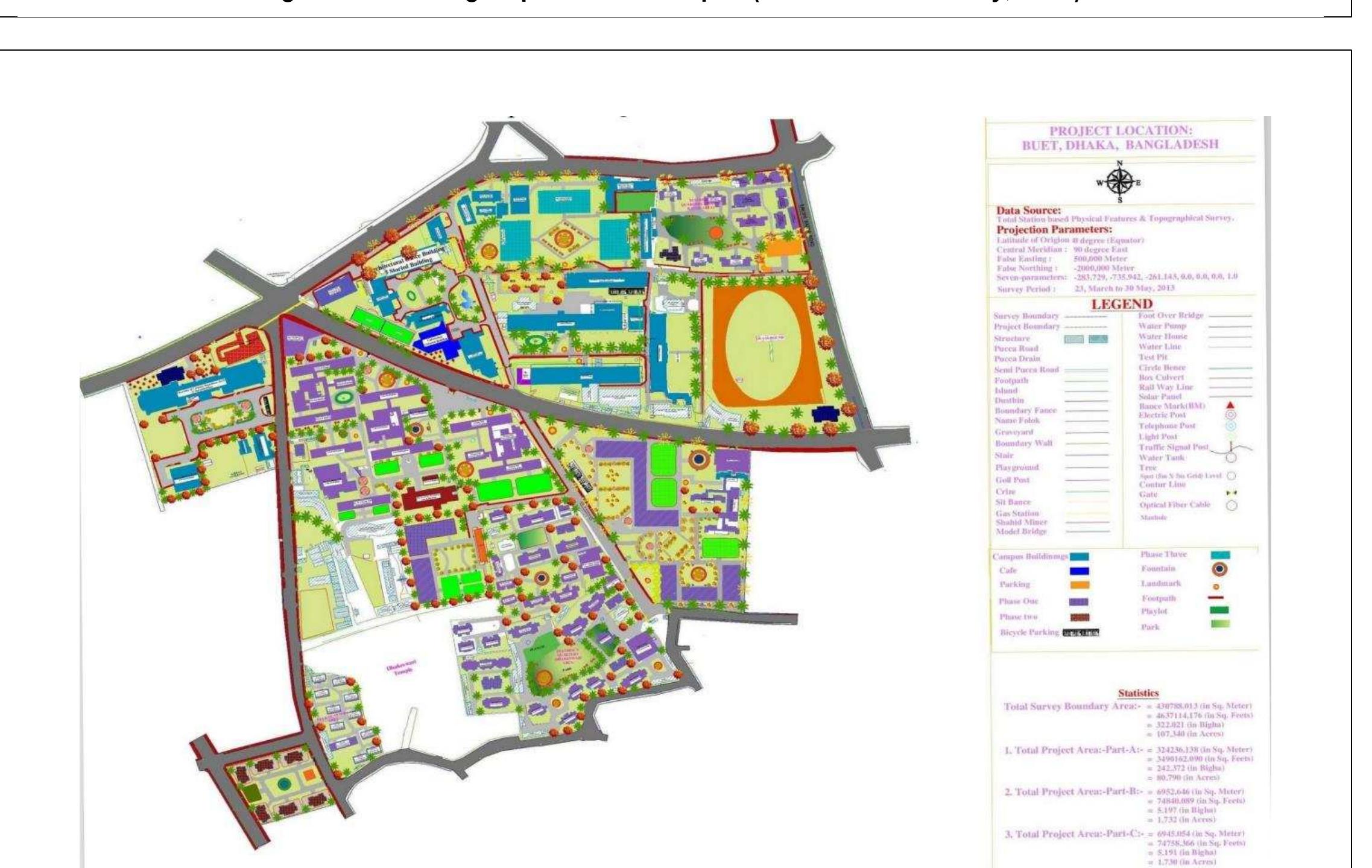 Existing map of buet campus (source: field survey, 20 figure