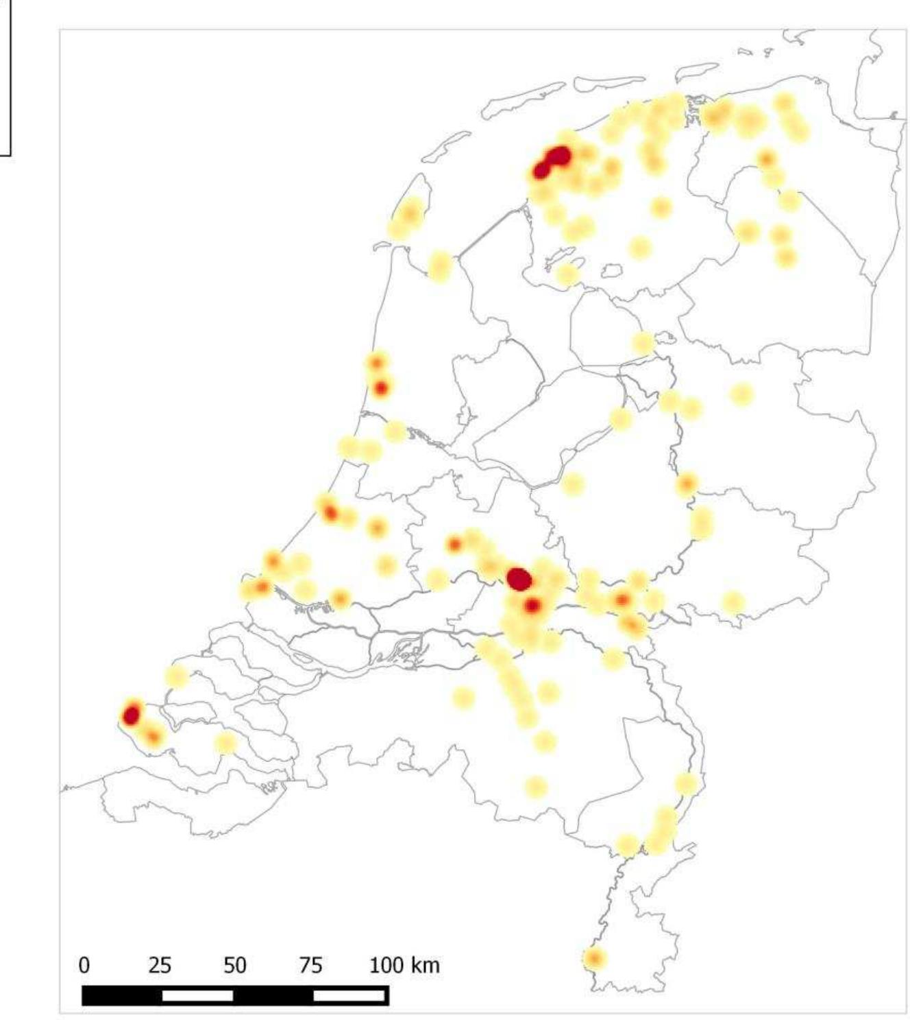 Density heat map of carolingian coins in the netherlands.