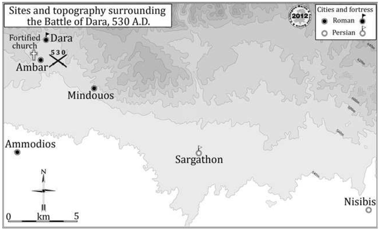 Sites and topography surrounding the battle of dara, a.d.