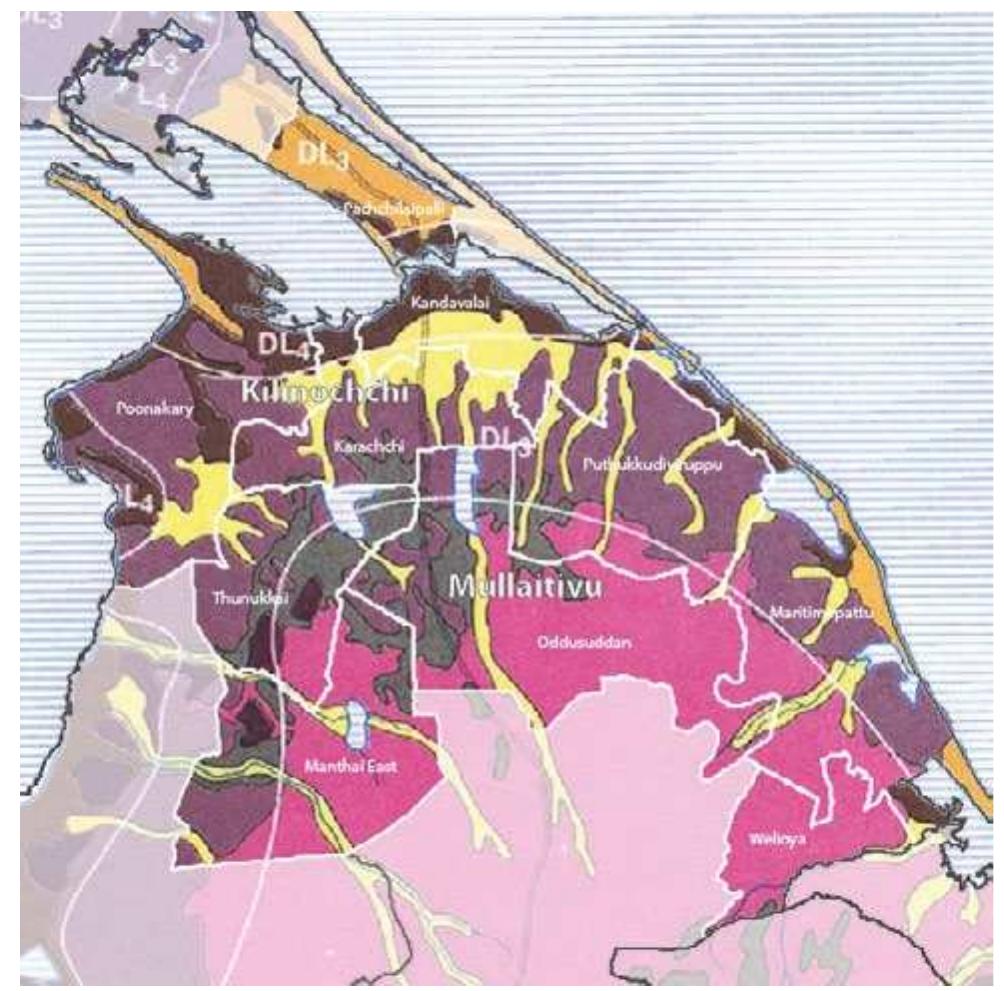 soil map of north sri lanka with overlays of target areas