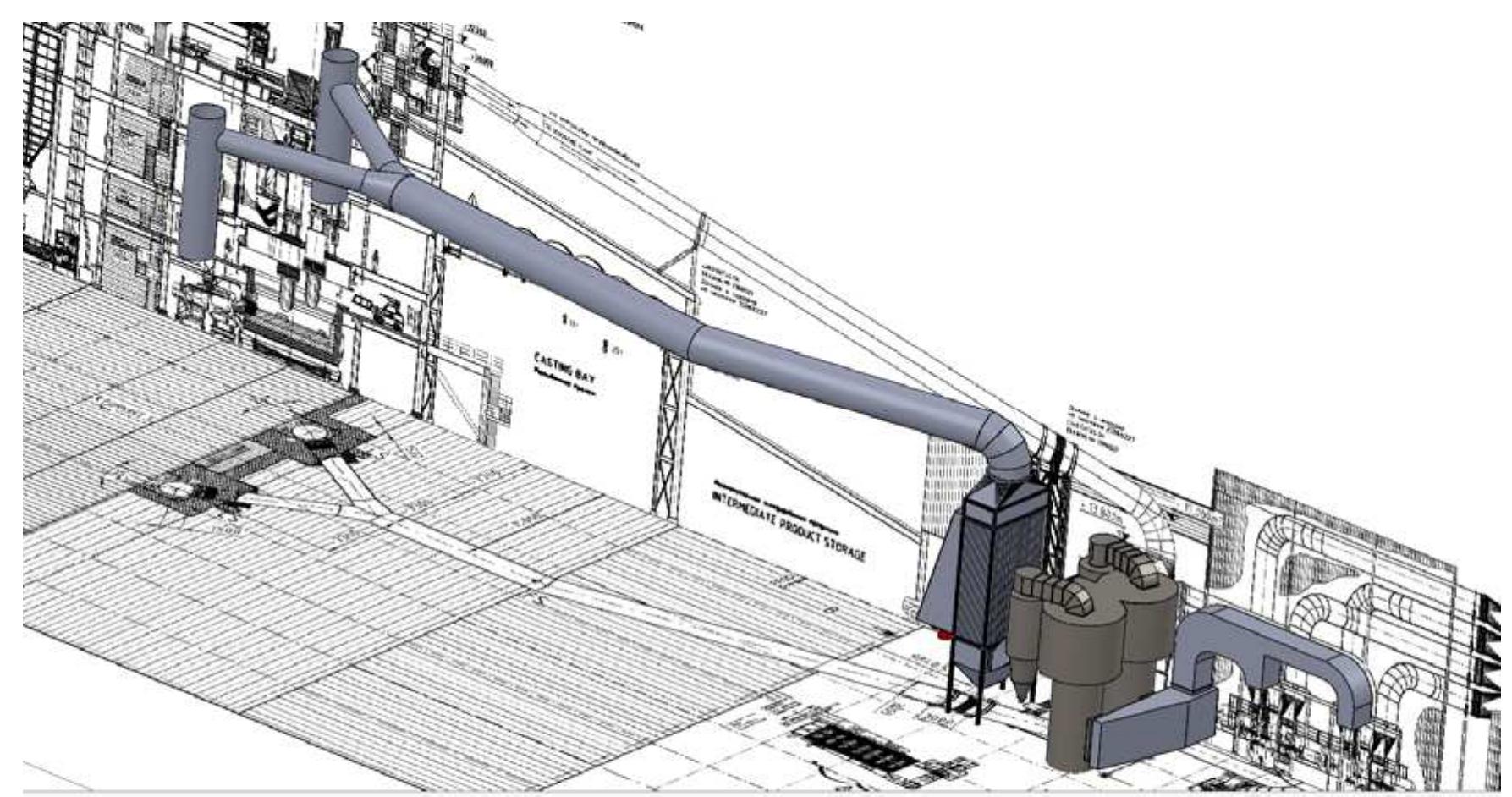 Example of engineering solution for off gas system in