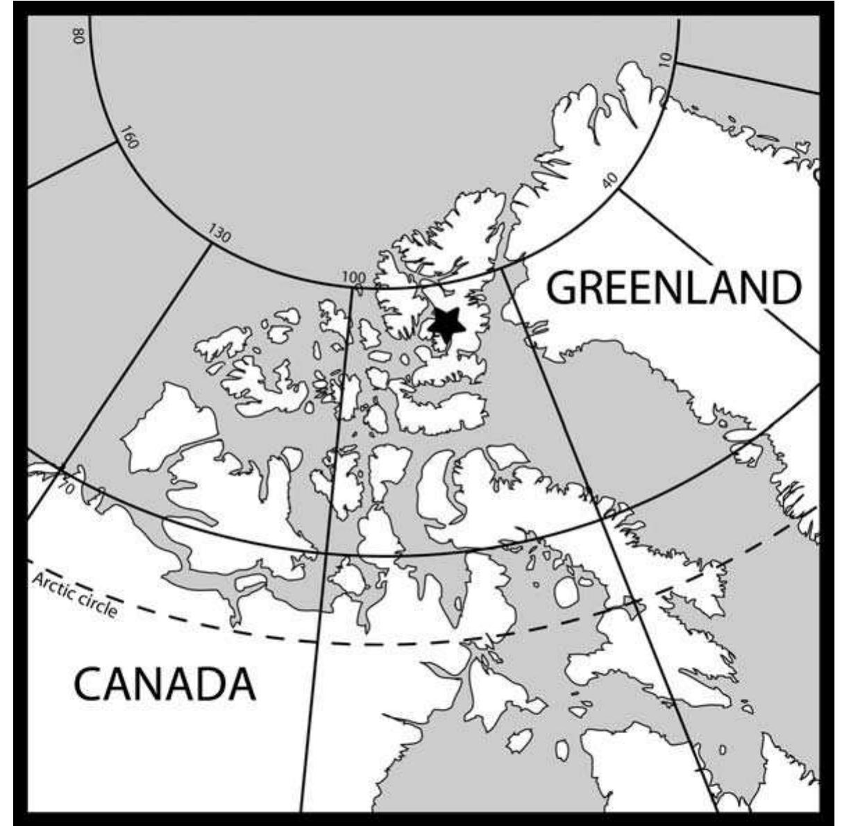 Map of arctic showing location of beaver pond locality,