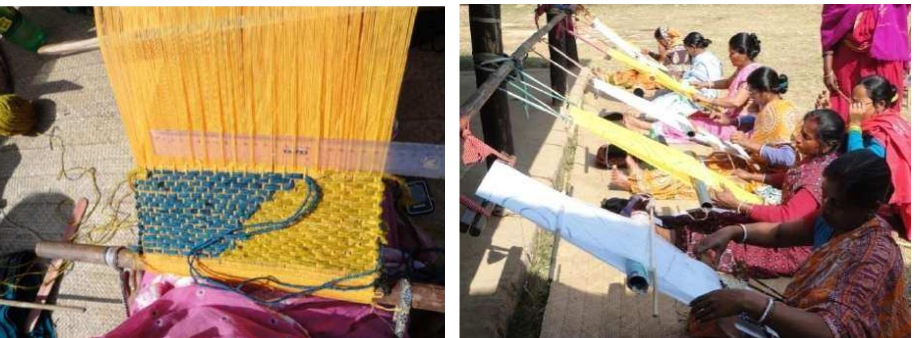 Artisans are weaving in the loin loom