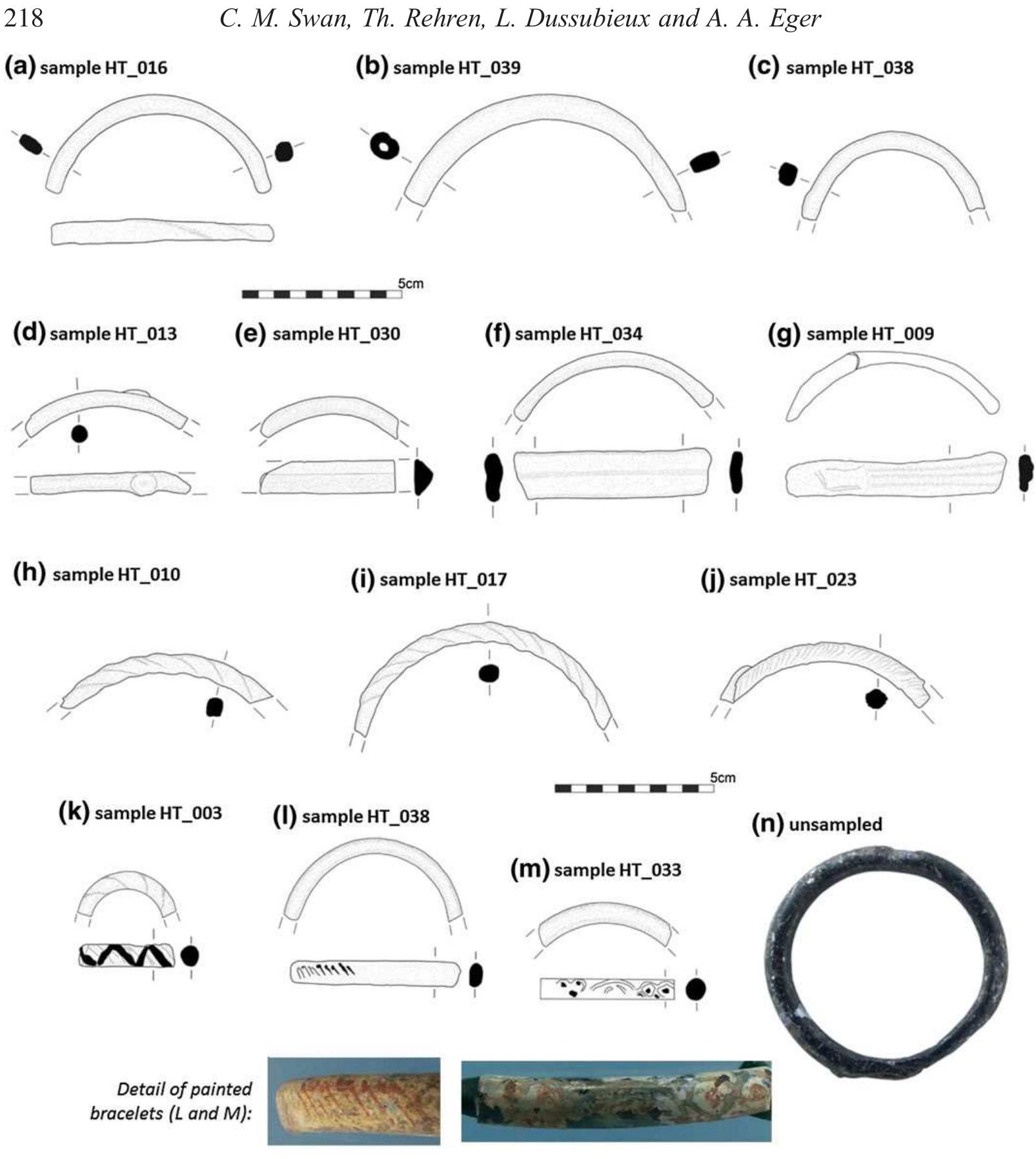 Examples of the cross-section and decorative types of the