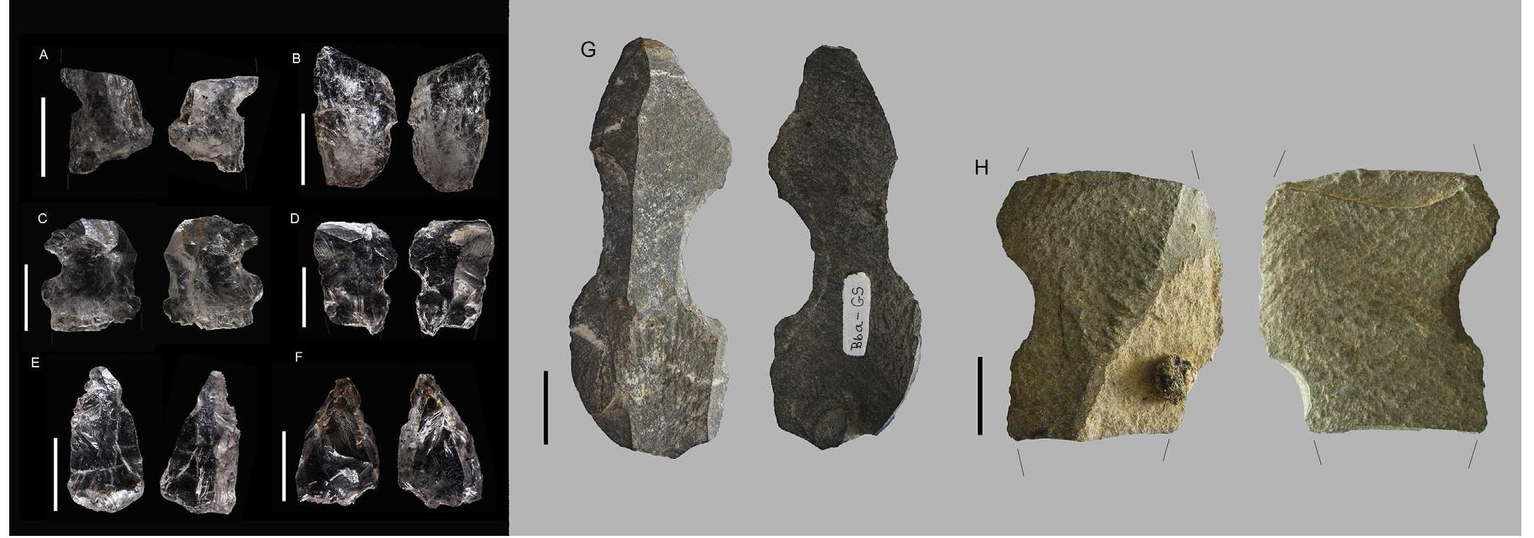Different types of notches from sibudu cave: a-f