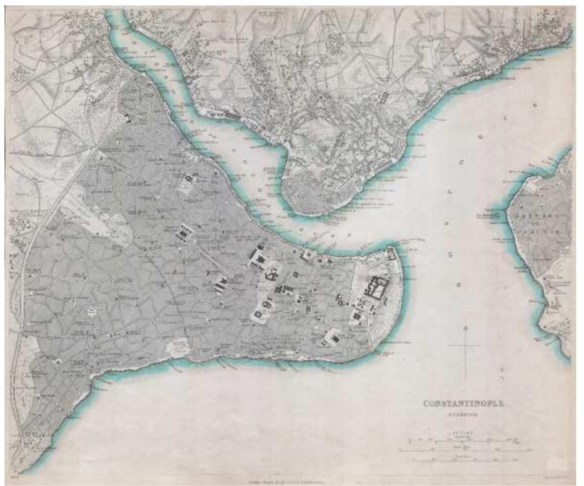 Map of constantinople, 1841, society for the diffusion of