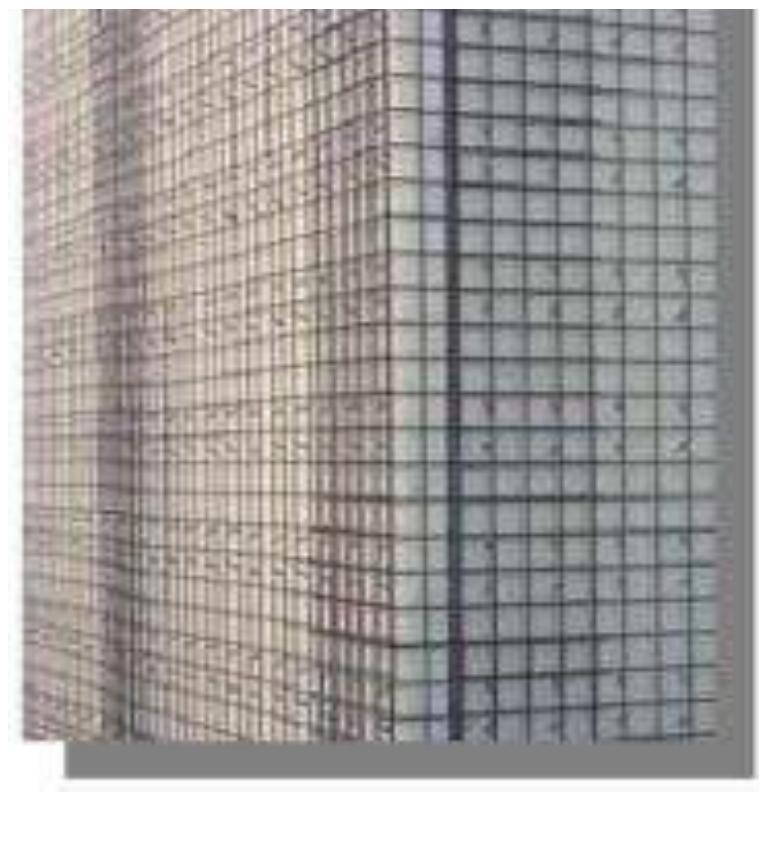 Strips of 2” x 2” cover mesh are used to reinforce panel