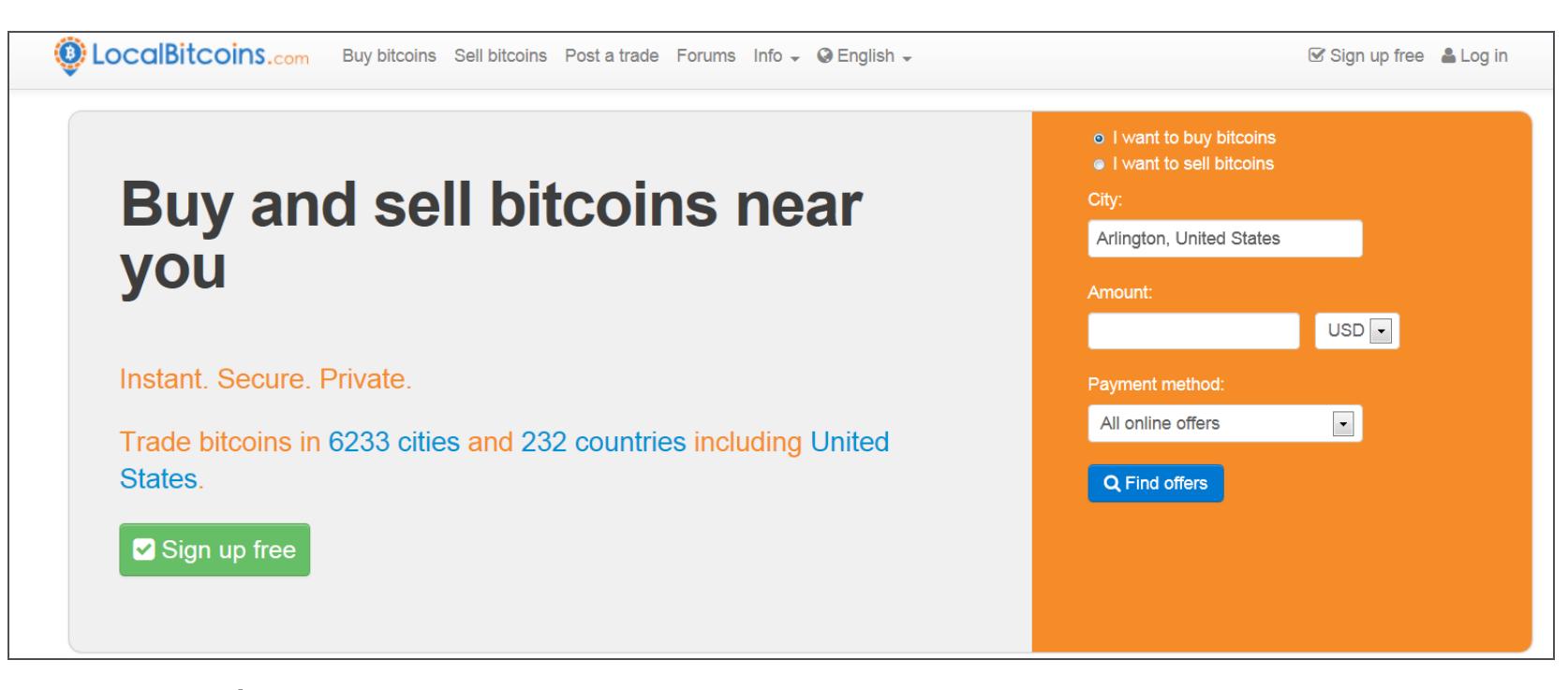 Localbitcoins.com allows users to identify where they can