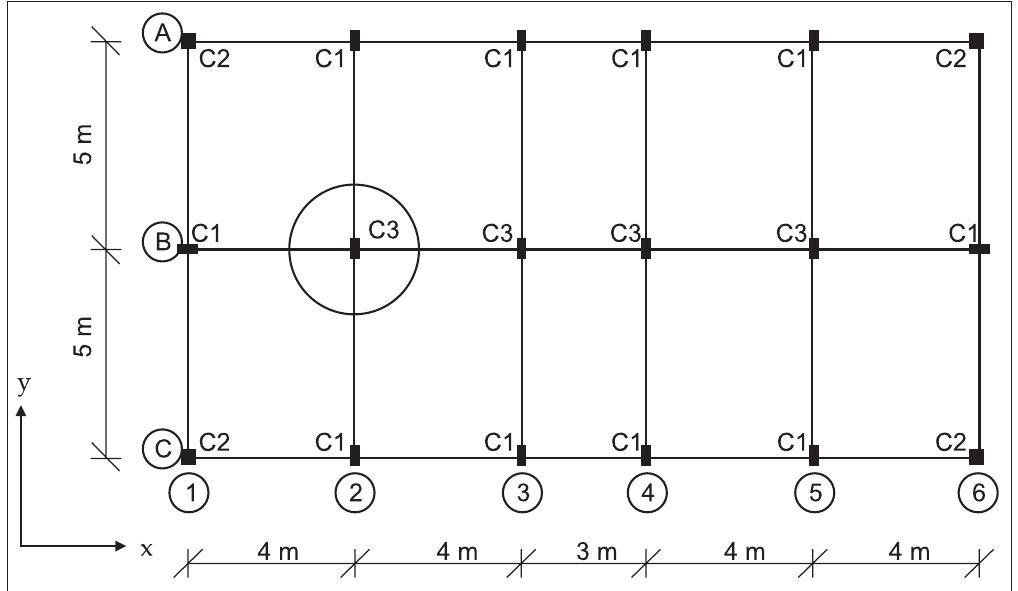 Plan of a ground plus four storey reinforced concrete office