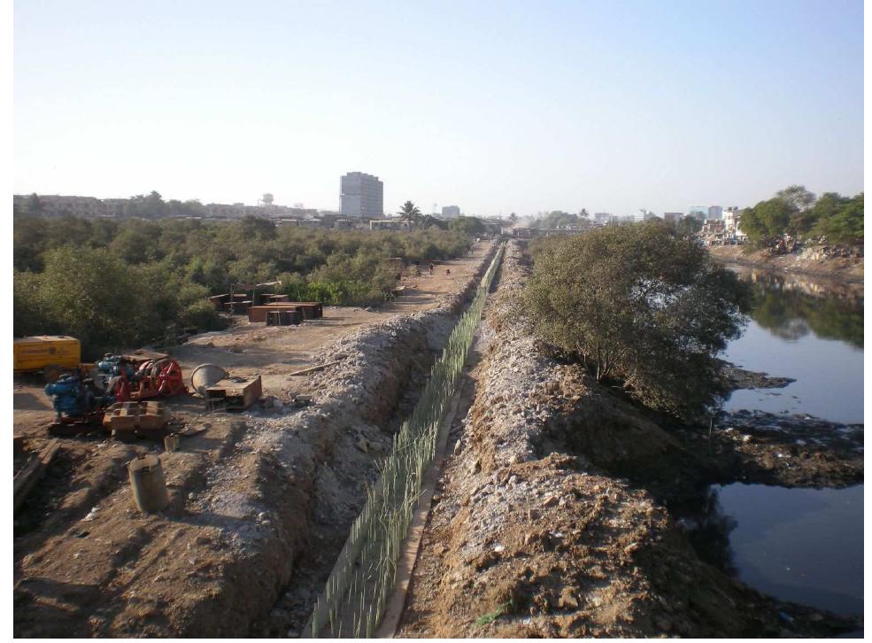 9: retaining wall getting build at vakola nallah the