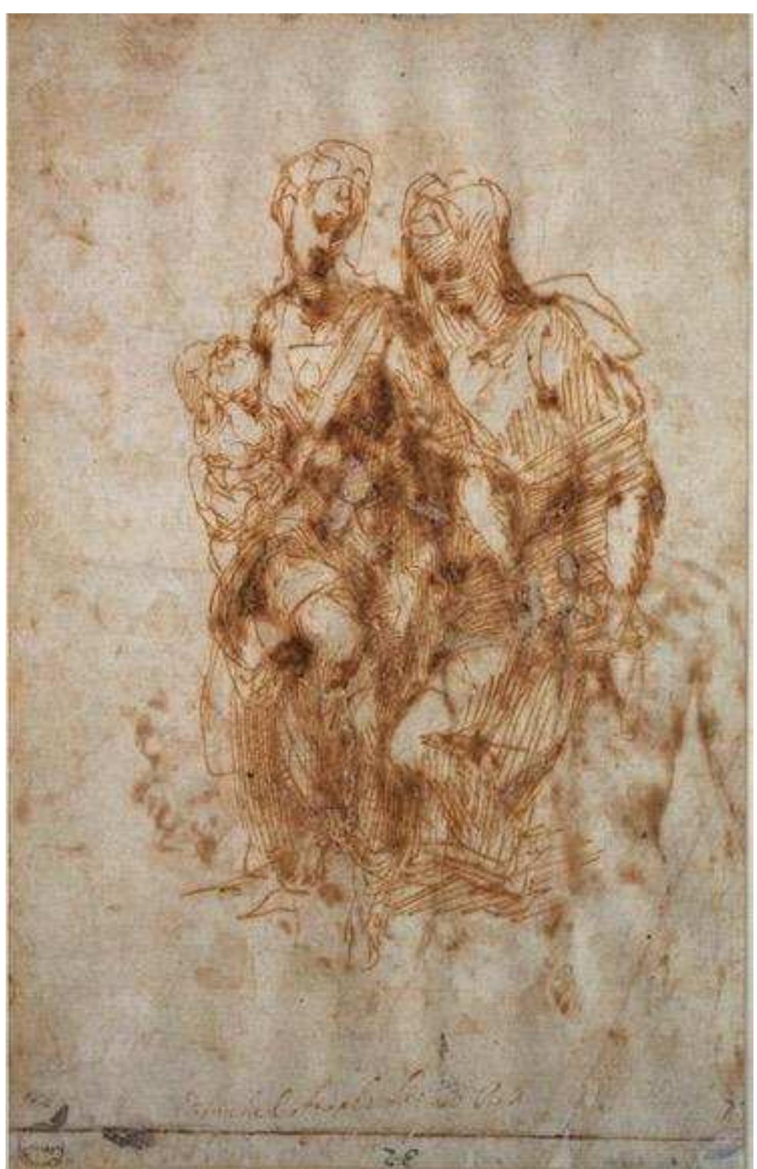 michelangelo, drawing after leonardo, c. 1501, oxford,