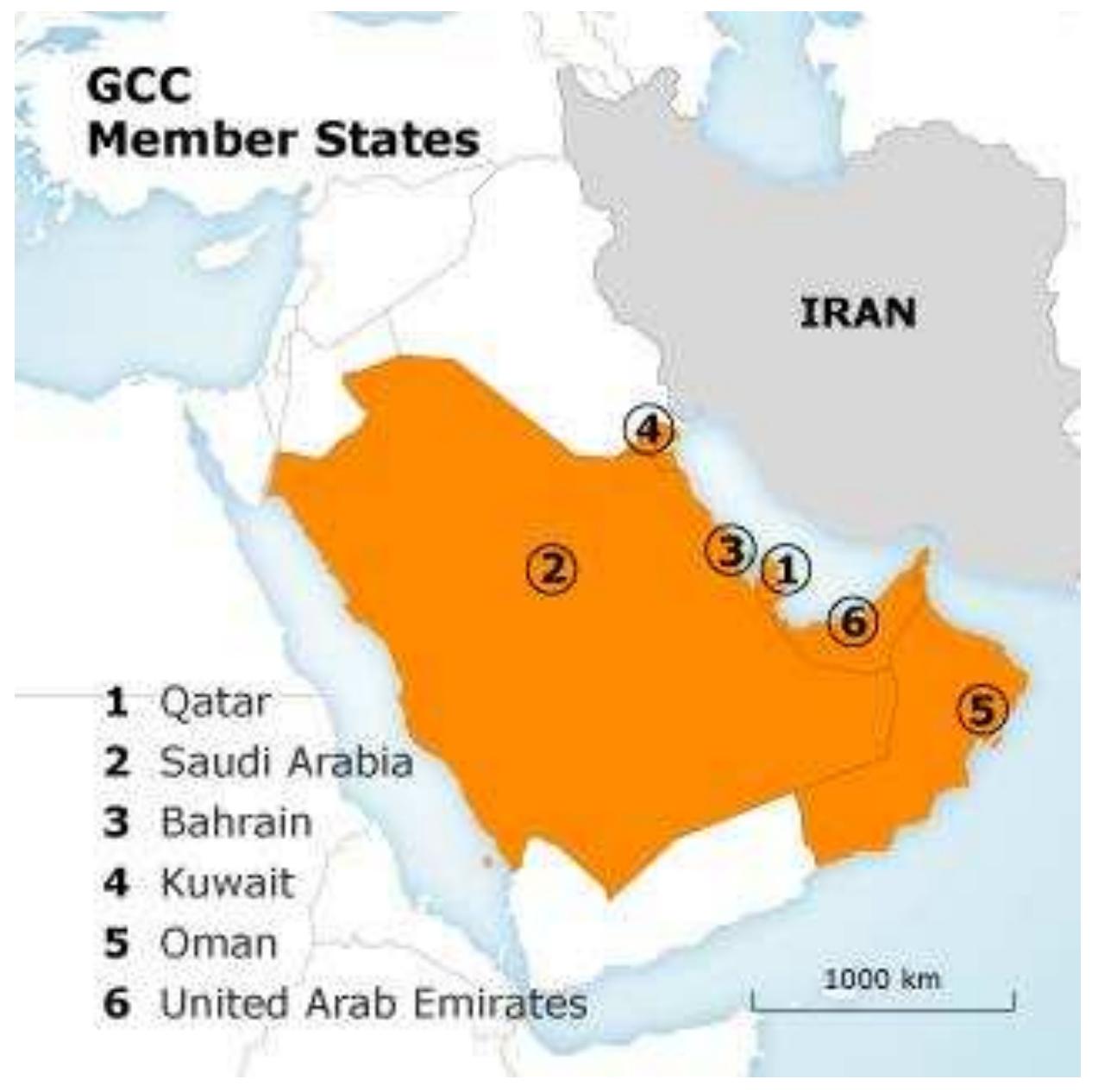Map of the gcc member states — courtesy fanack.com (2014) on