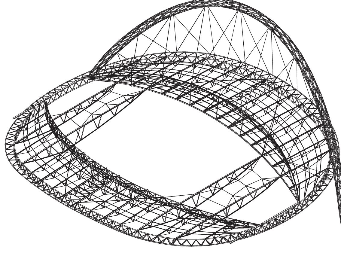 Axonometric showing arch and roof structure only a cast