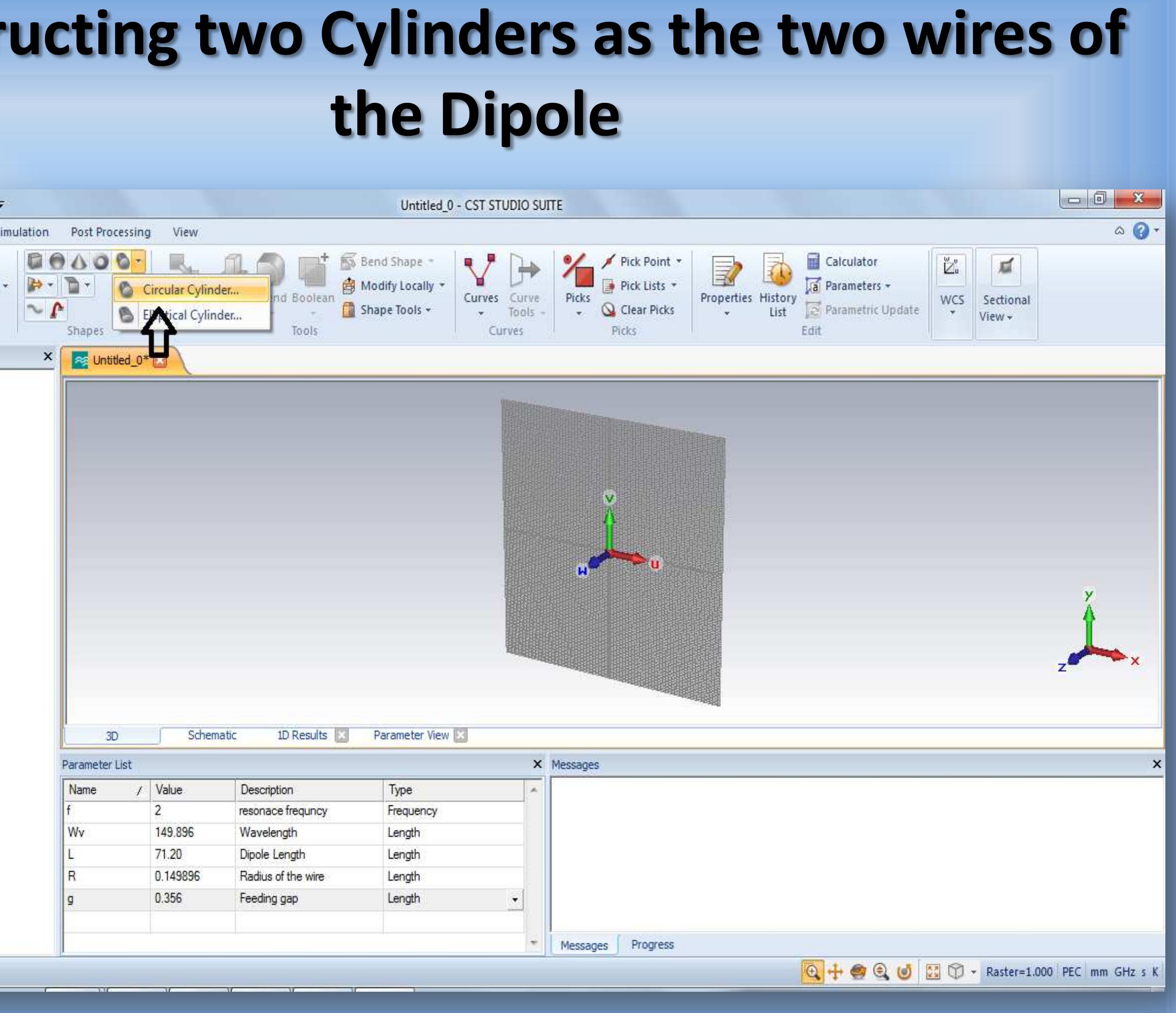 Figure 8 - Design of a Half-Wave Dipole Antenna Using CST