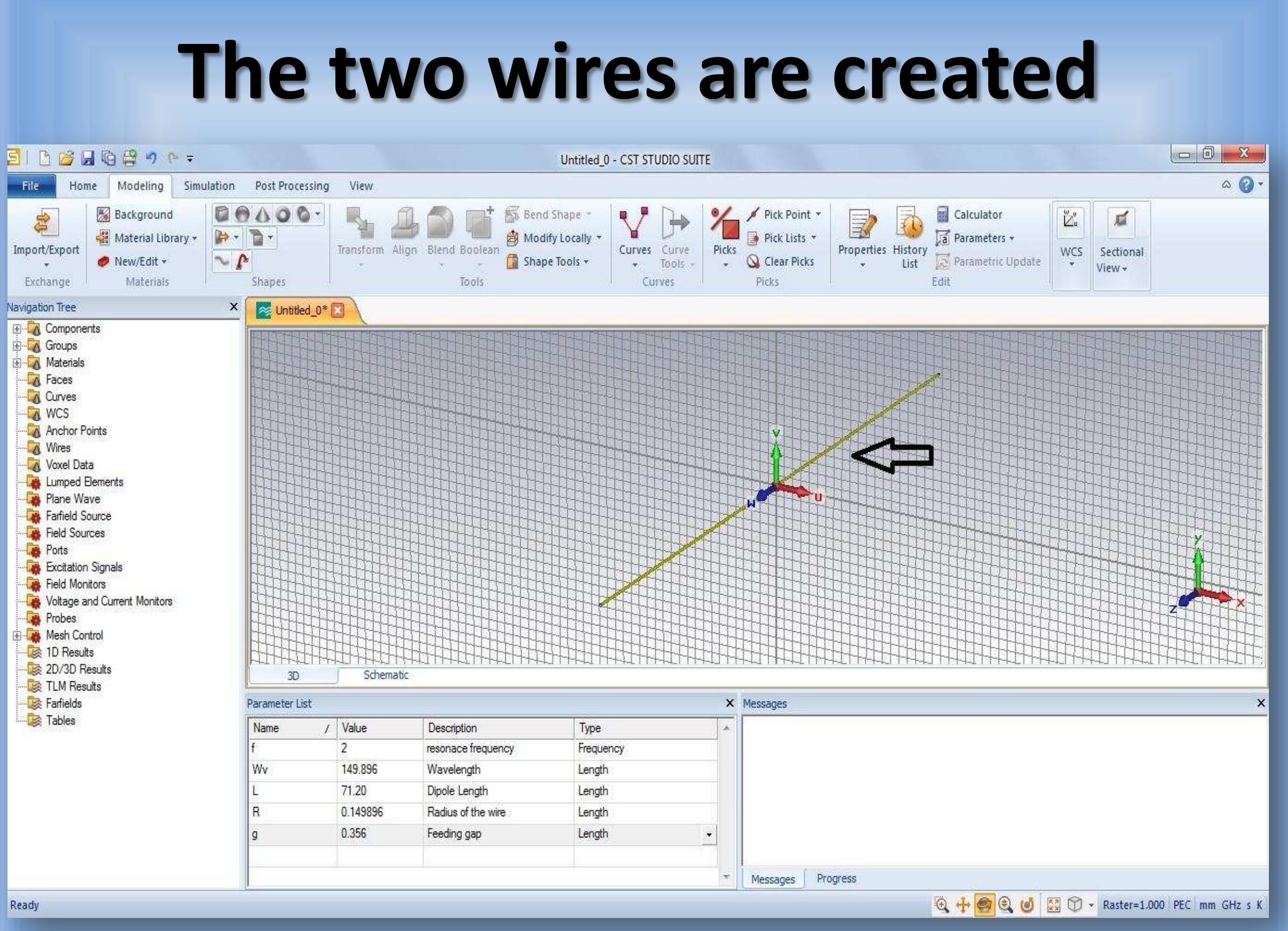 Figure 19 - Design of a Half-Wave Dipole Antenna Using CST