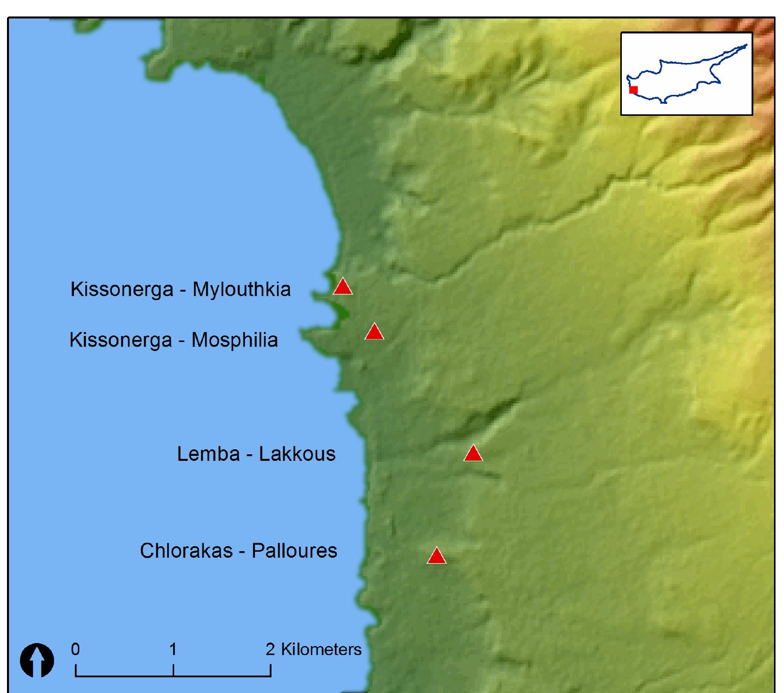 Map of chalcolithic sites in the northern ktima, western