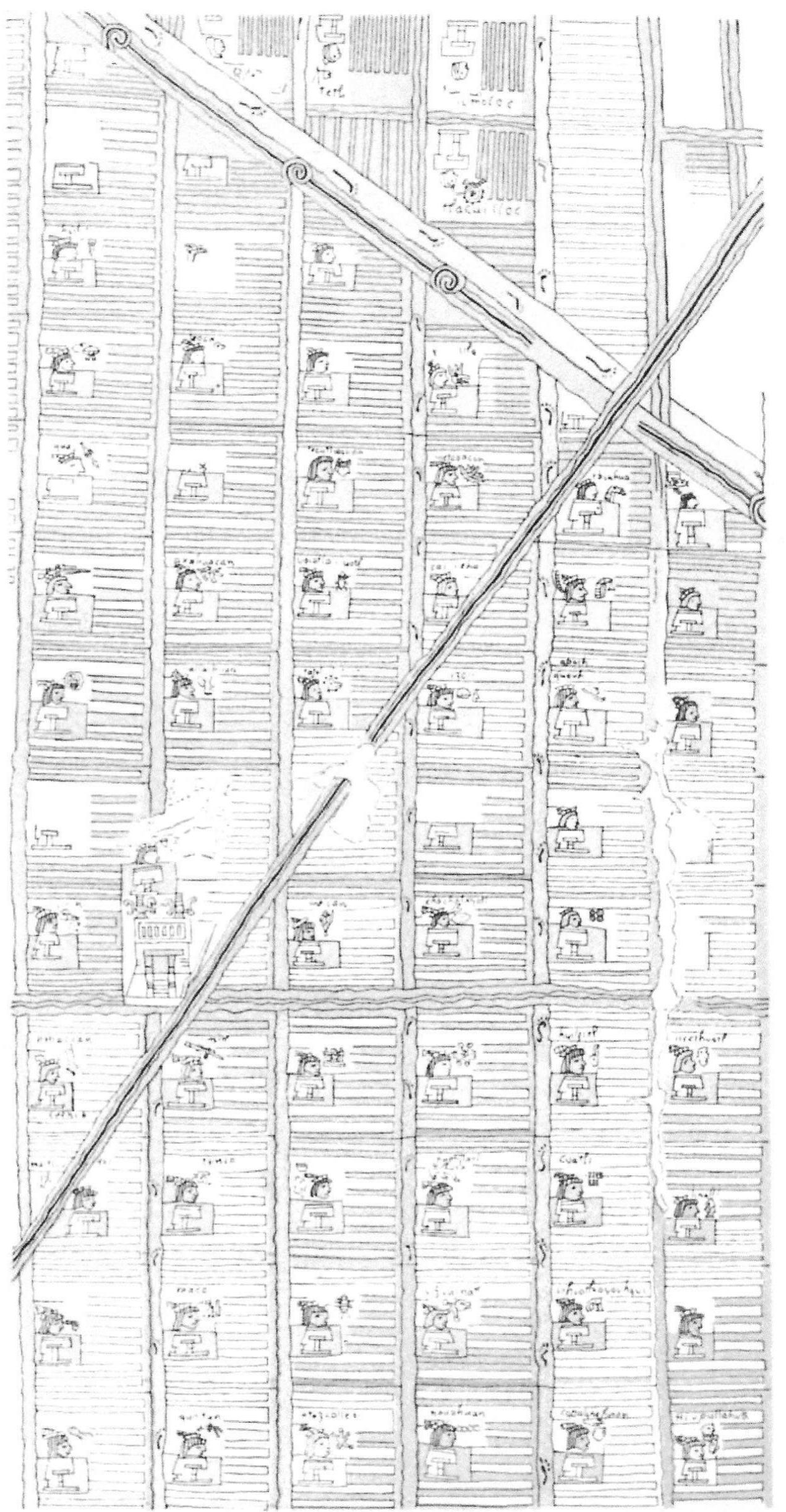 Ancient aztec map of a portion of tenochtitlan-tlateloleo