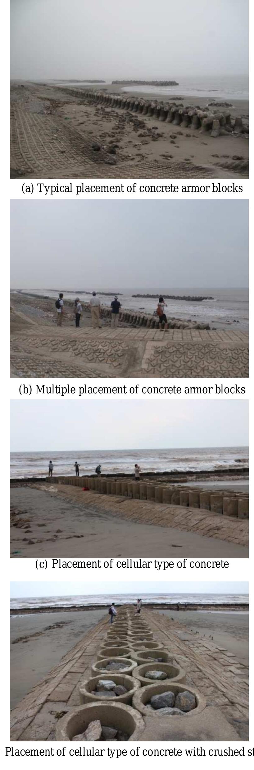 Placement of concrete armor units concrete structures of