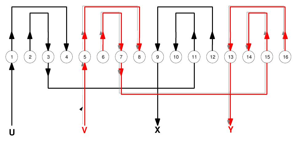The motor winding diagram. permanent capacitor single-phase