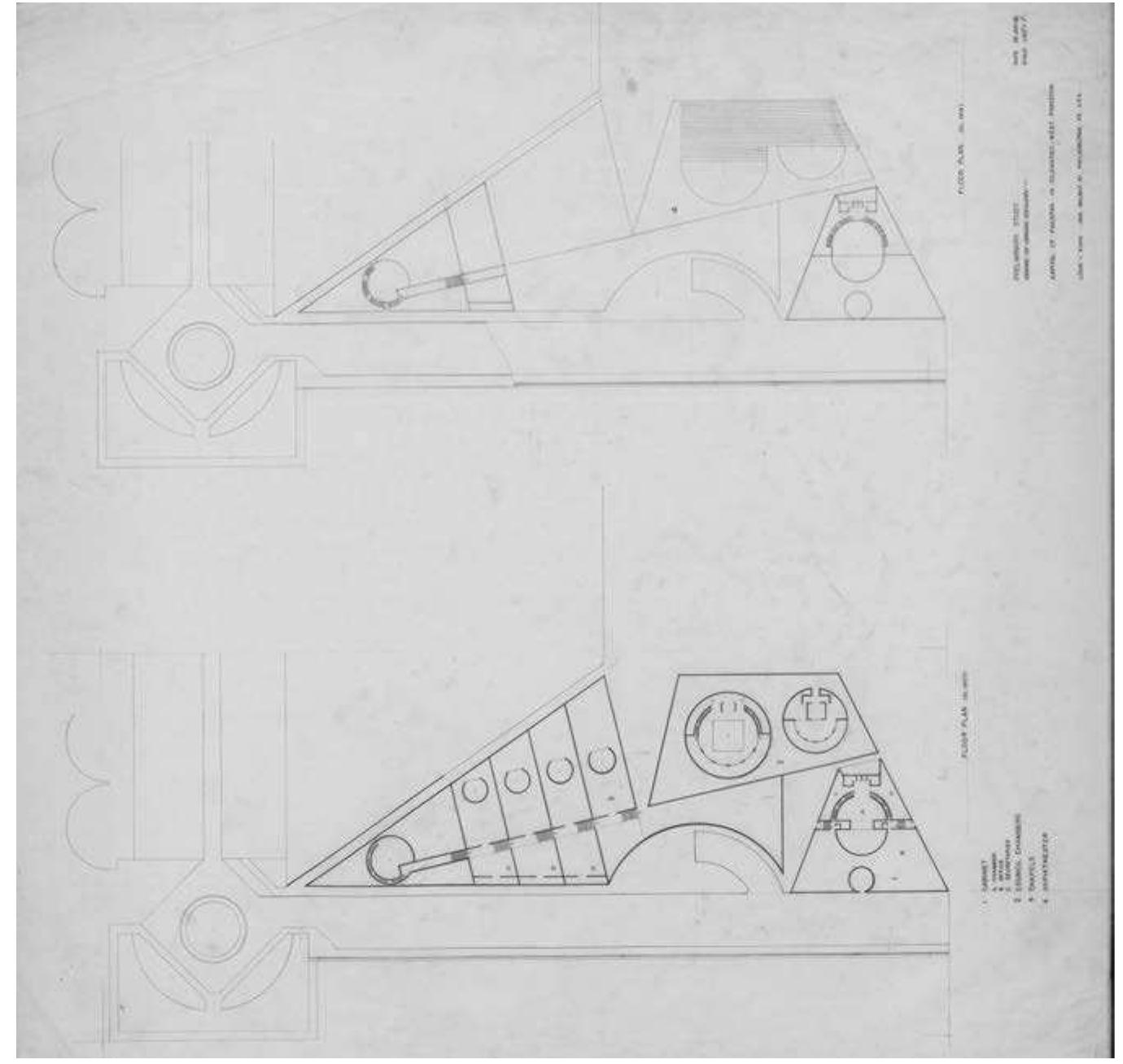 6 a schematic plan of the triangular building. the circular