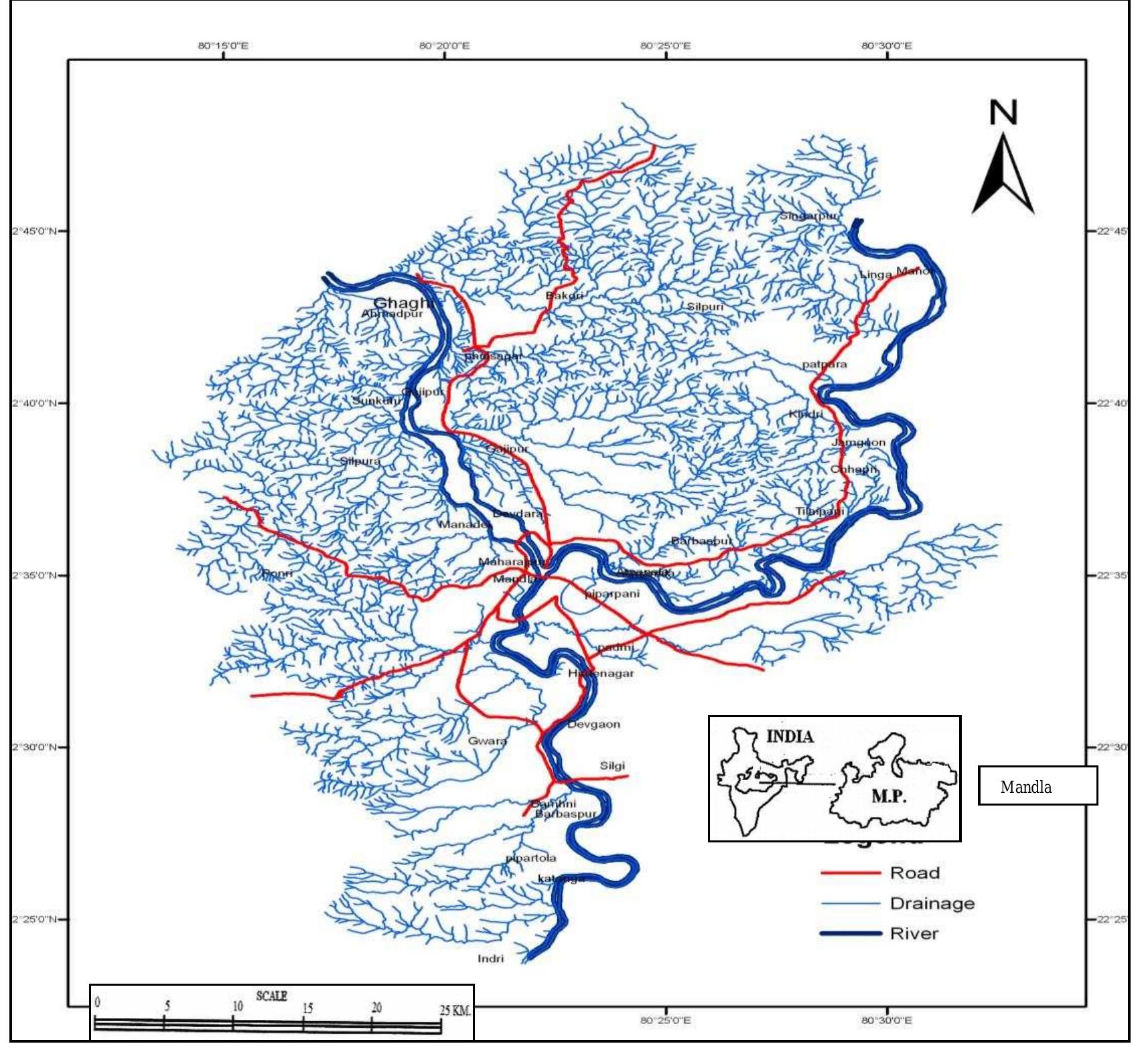 L: location and drainage map of the area