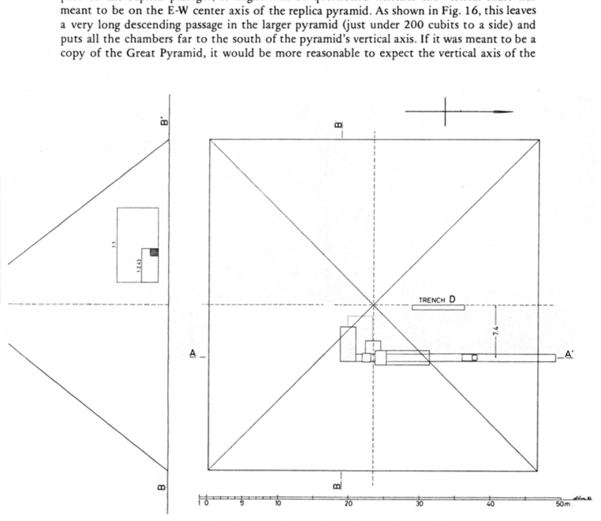 "ig. 18. khufu satellite pyramid reconstructed. plan and