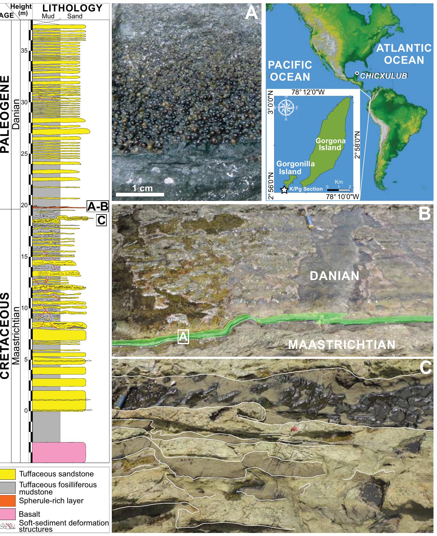 Location map and lithostratigraphy of the section at