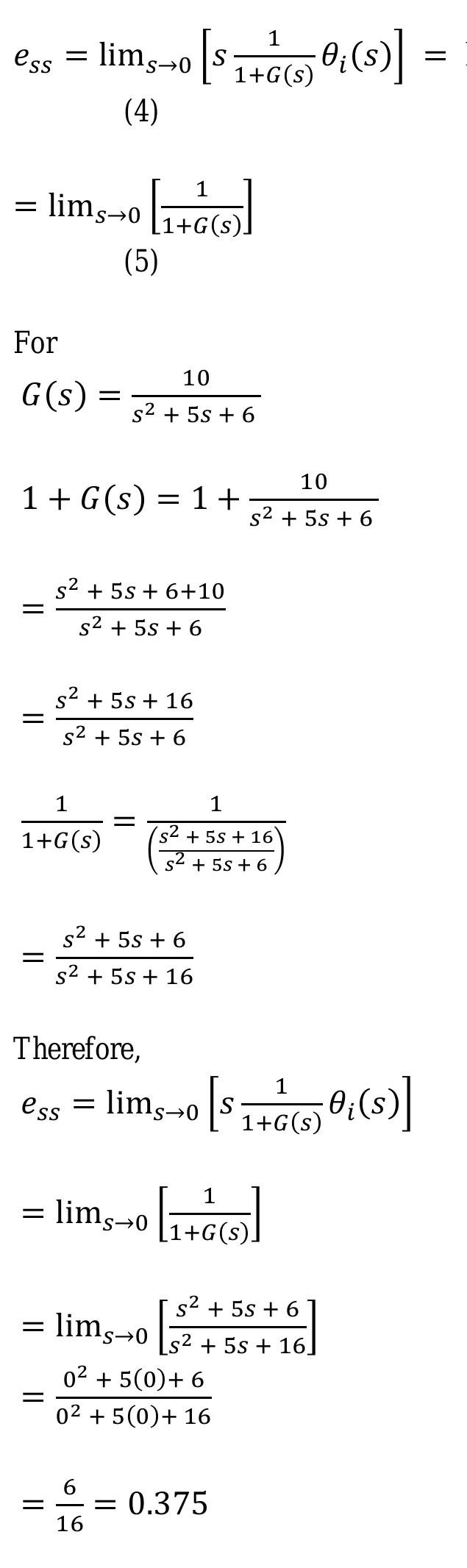For p controller with gain k,, the closed loop transfer