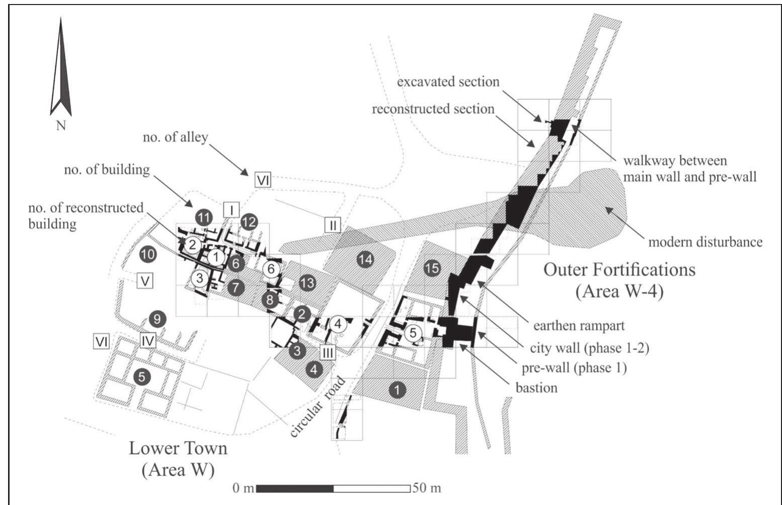 Schematic plan of excavation area which shows the period