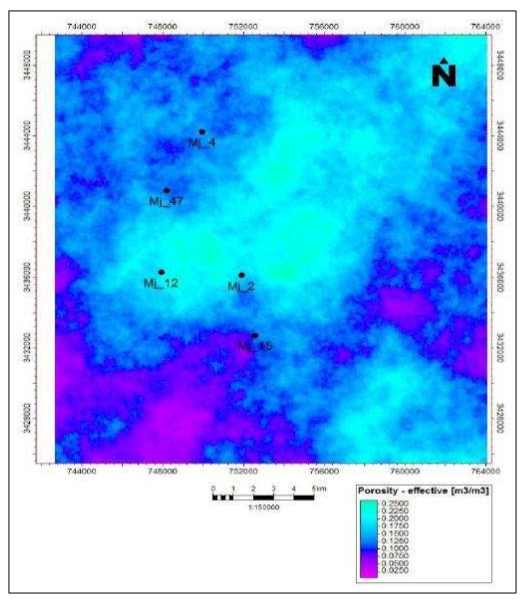 Porosity distribution map through the lower zone of zubair