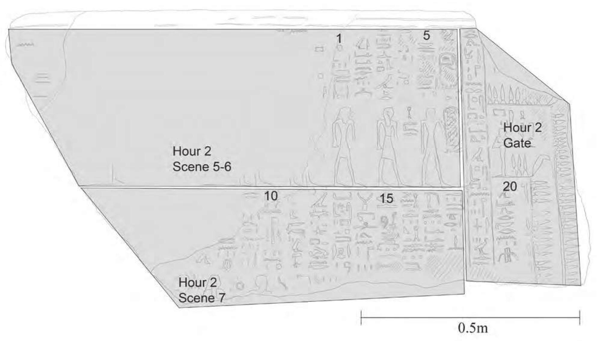 Schematic showing the layout of the texts on the exterior of