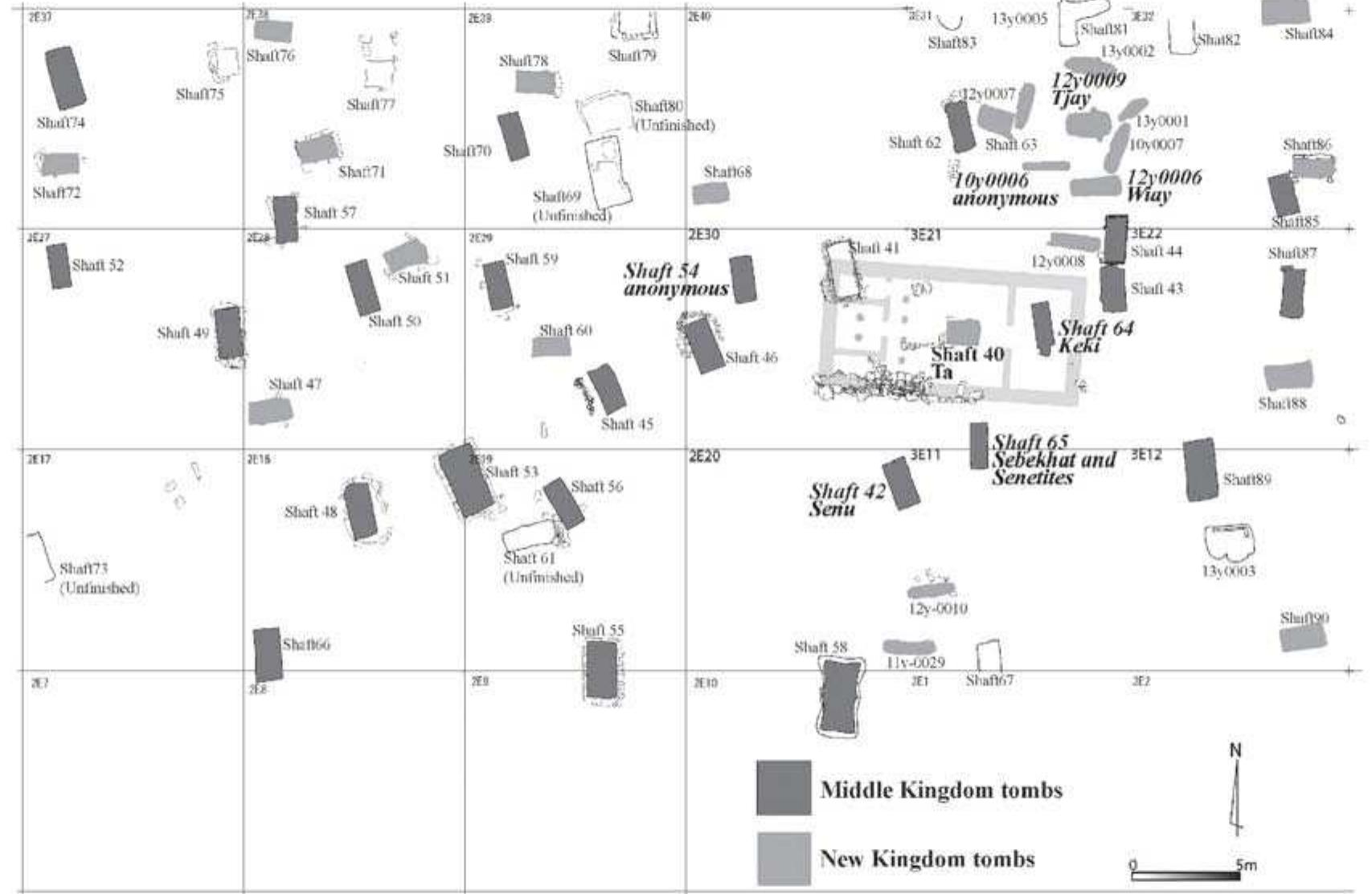 Map of tomb distribution in the recent excavated area.