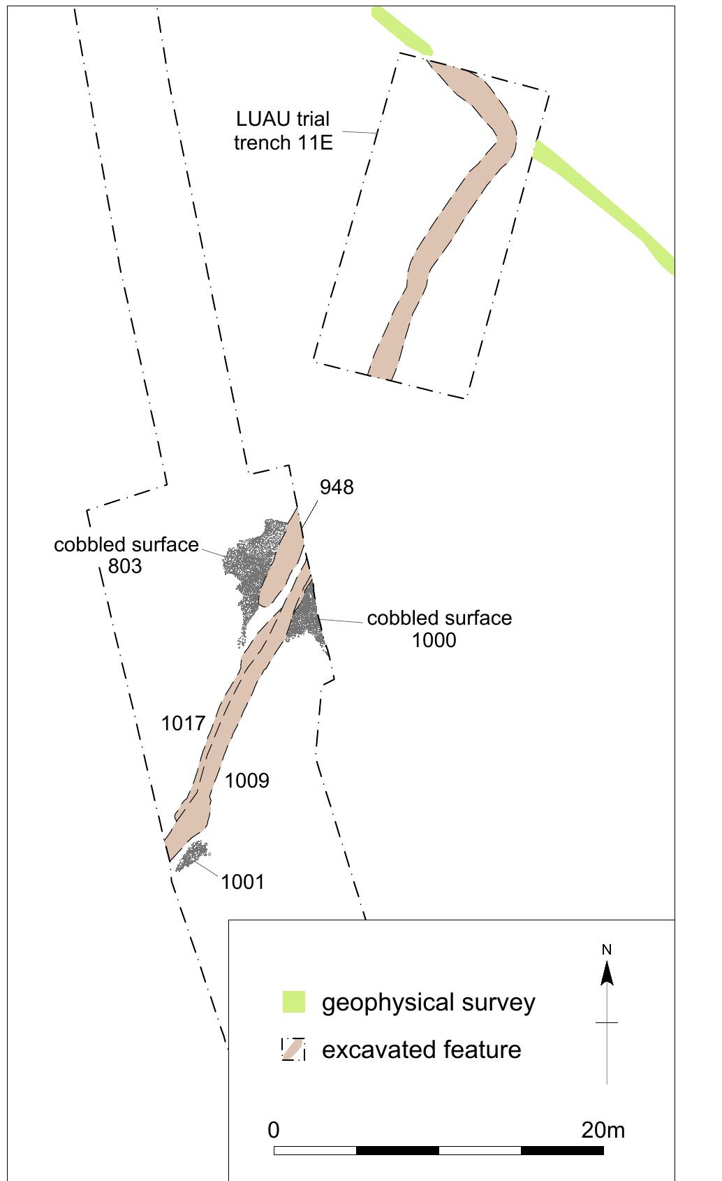 Plan of archaeological features in field 20