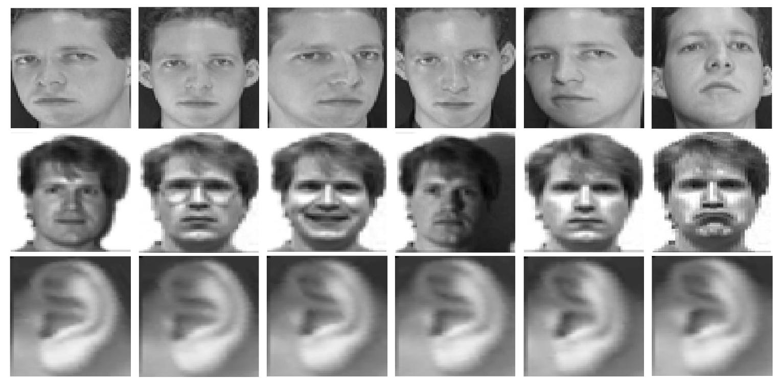 Samples of the first individual in: orl face dataset (top
