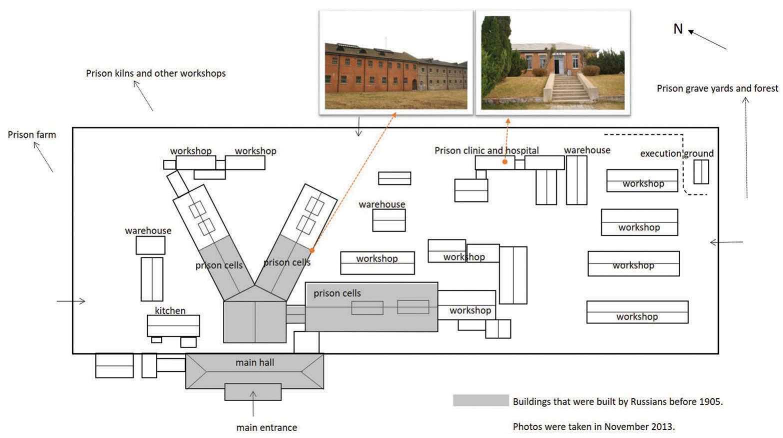The layout of the lushun russo-japanese prison before it was